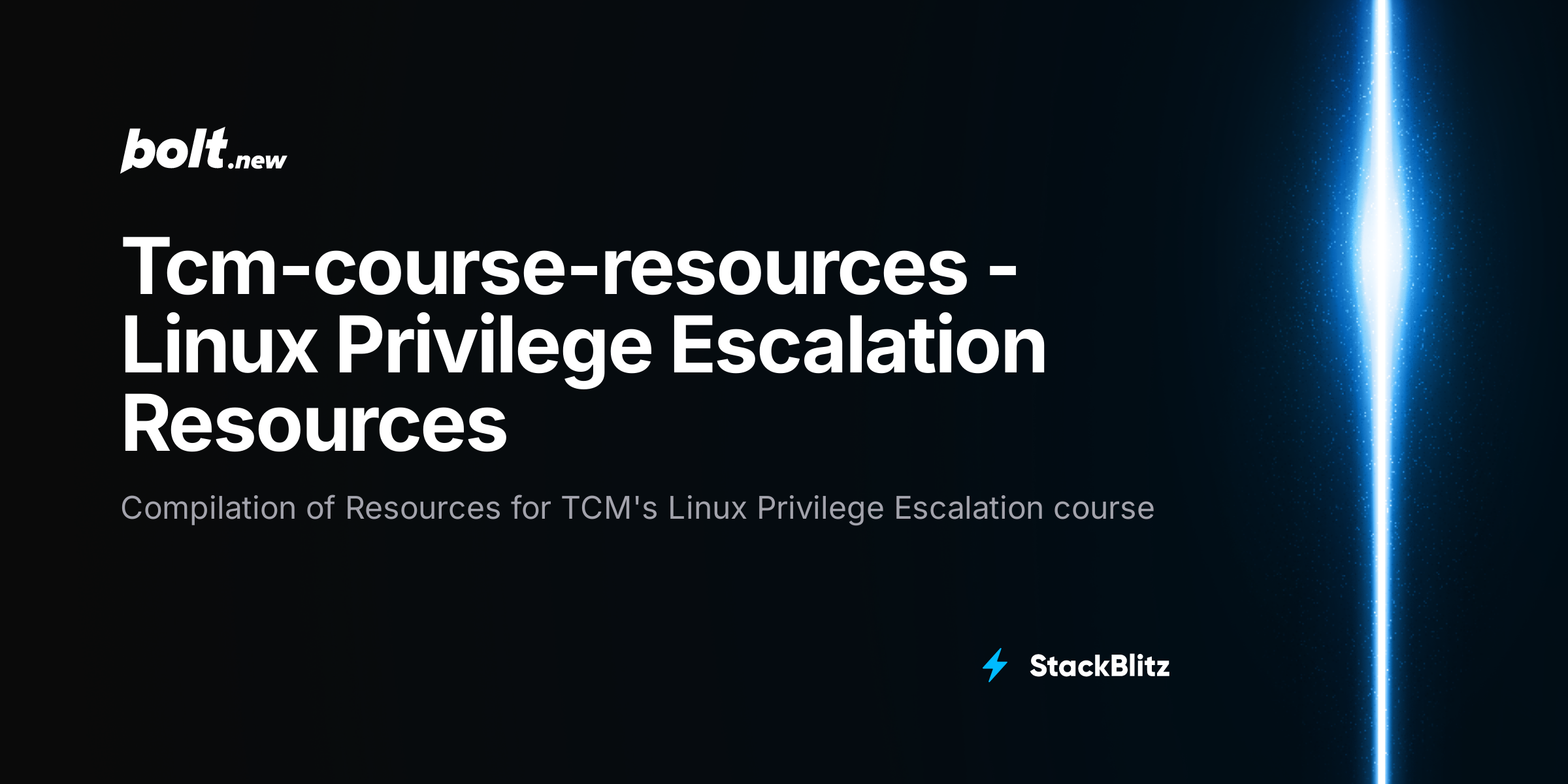 Tcm-course-resources - Linux Privilege Escalation Resources - Bolt.new