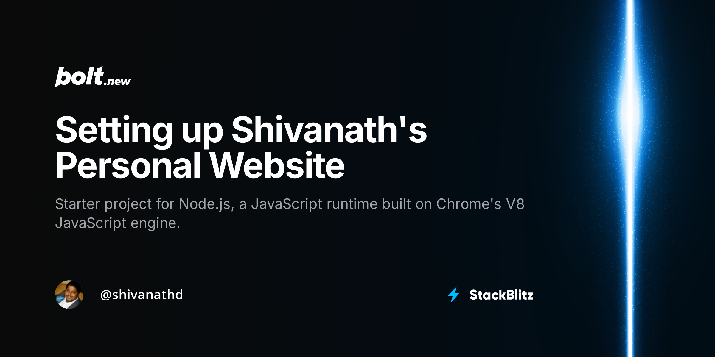 Setting up Shivanath's Personal Website - Bolt.new