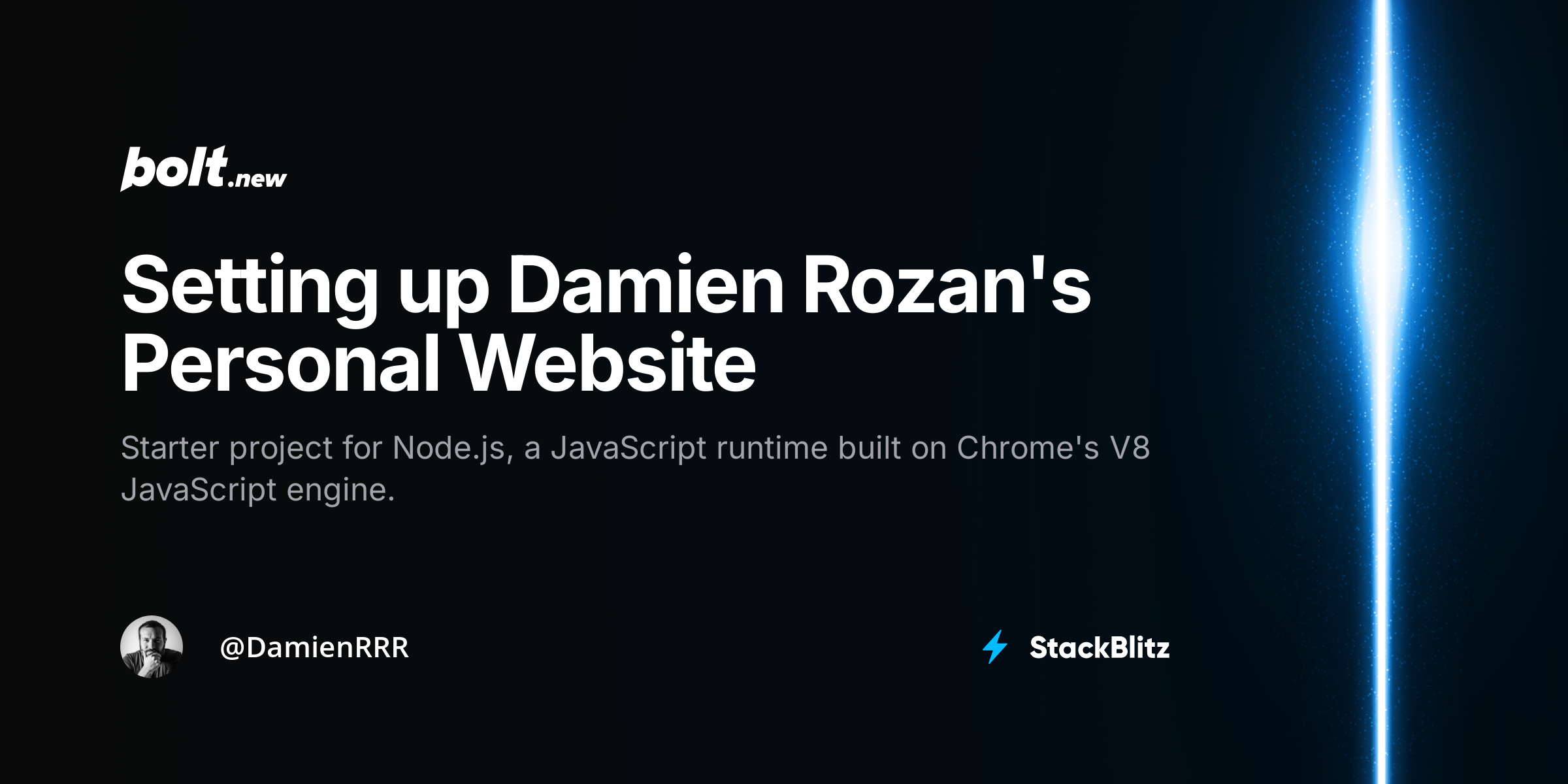 Setting up Damien Rozan's Personal Website - Bolt.new