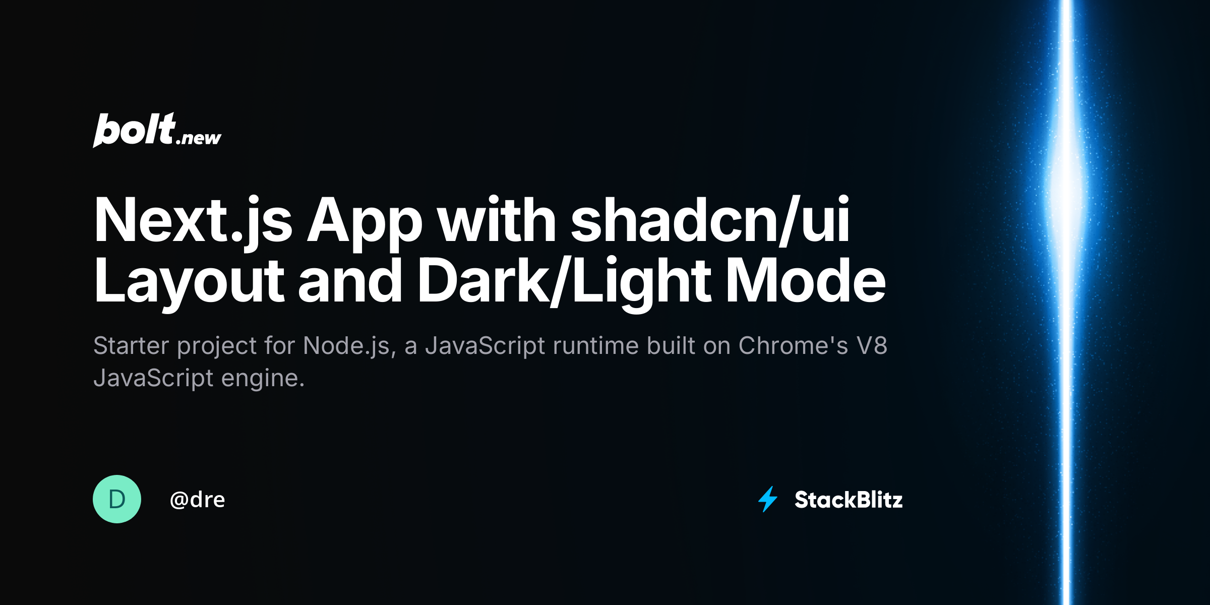 Next.js App with shadcn/ui Layout and Dark/Light Mode