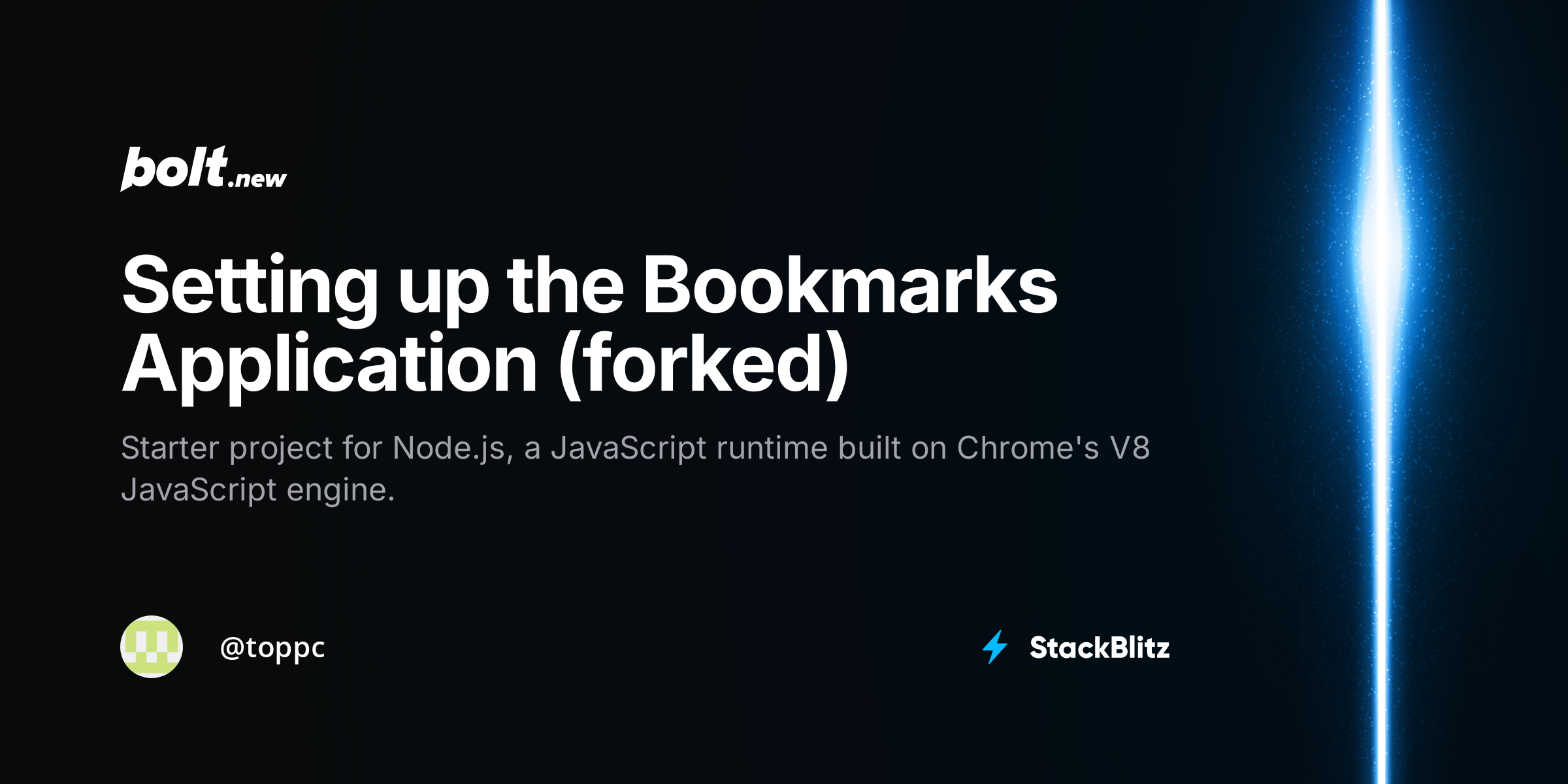 Setting up the Bookmarks Application (forked) - Bolt.new
