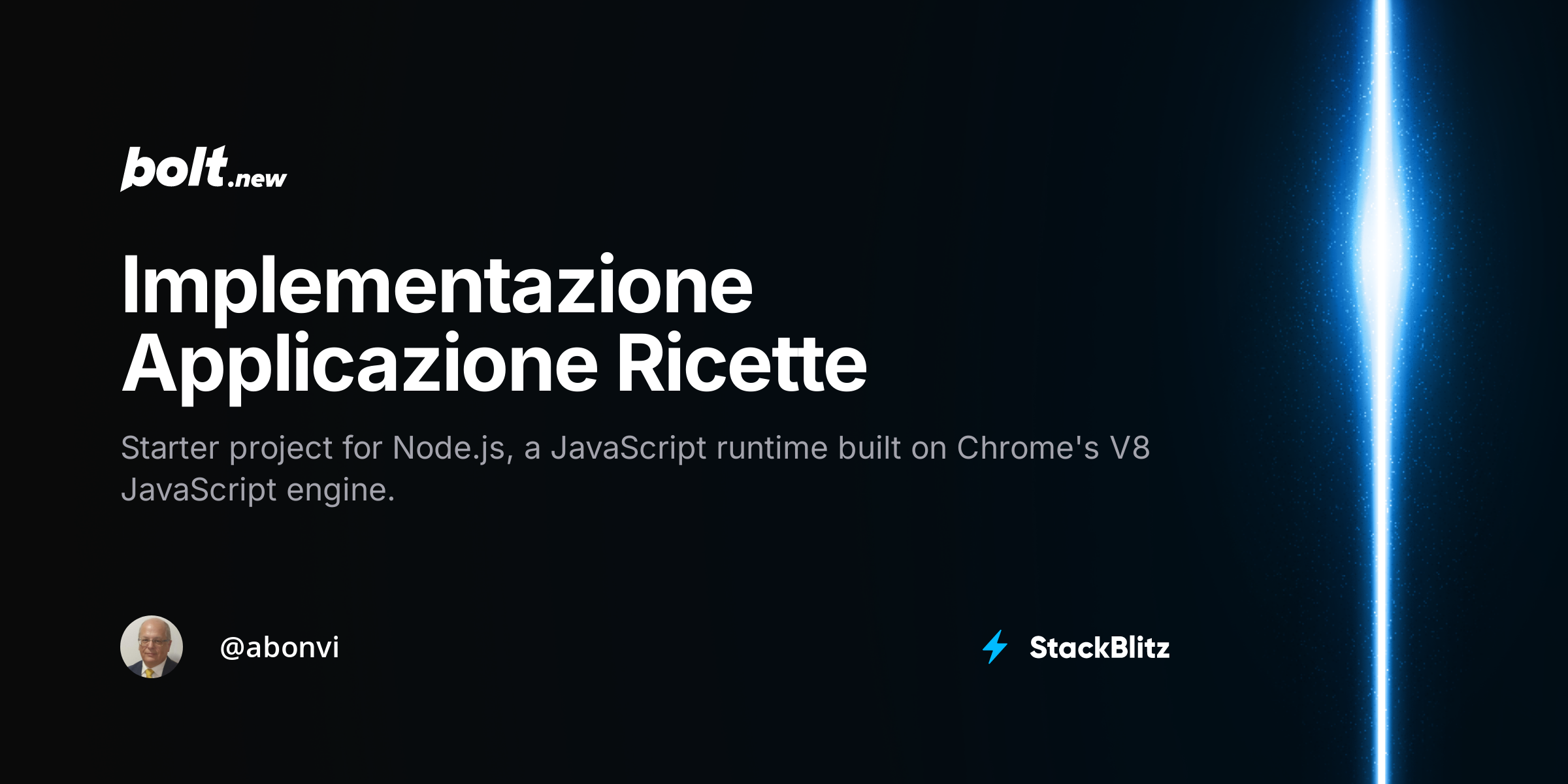 Implementazione Applicazione Ricette - Bolt.new