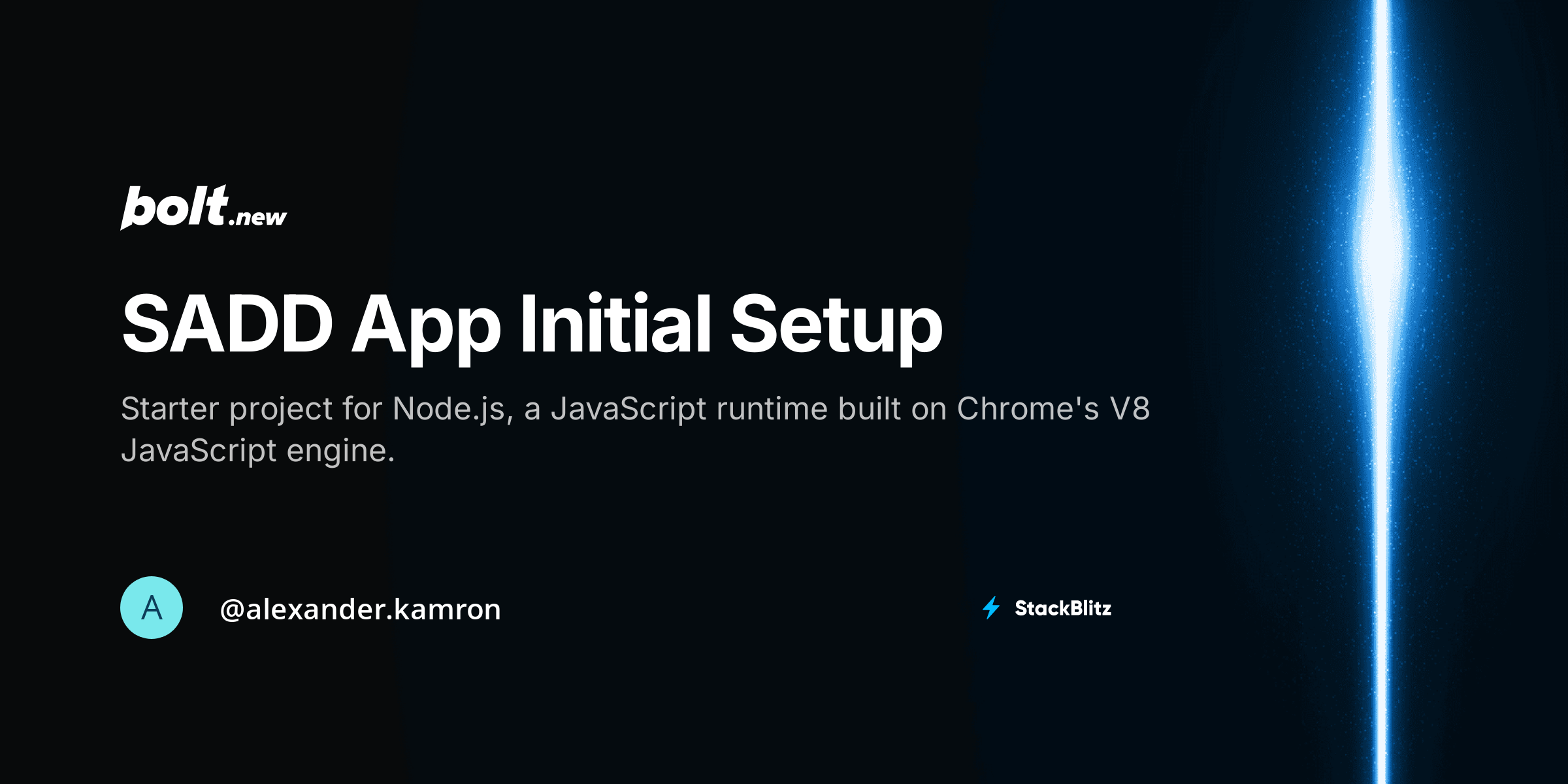SADD App Initial Setup Bolt new