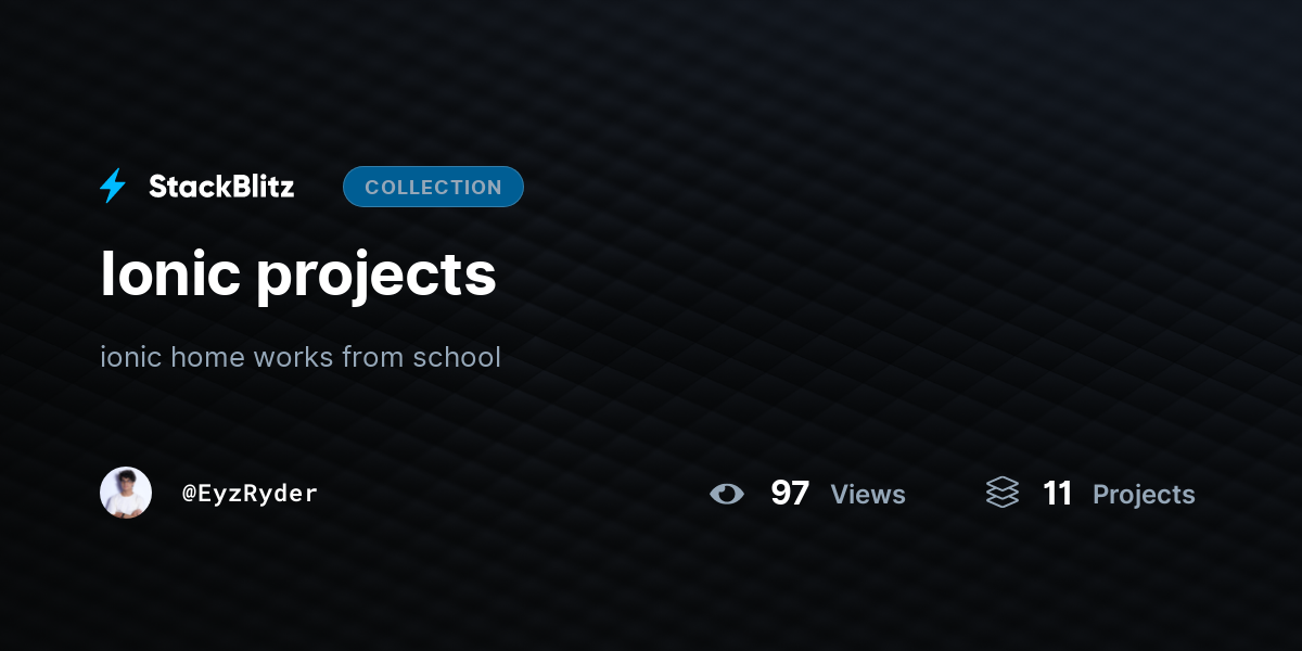 Ionic projects by EyzRyder - StackBlitz