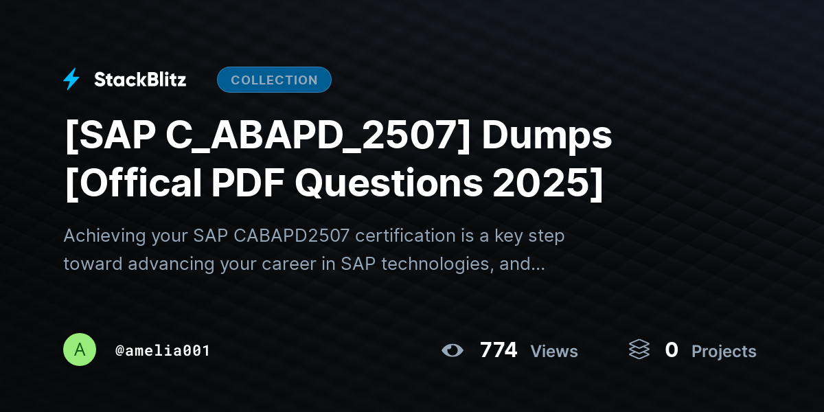 [SAP C_ABAPD_2507] Dumps [Offical PDF Questions 2025] by amelia001