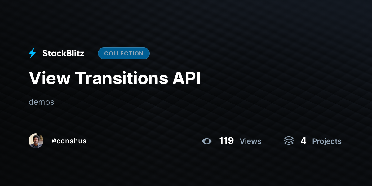 View Transitions API by conshus - StackBlitz