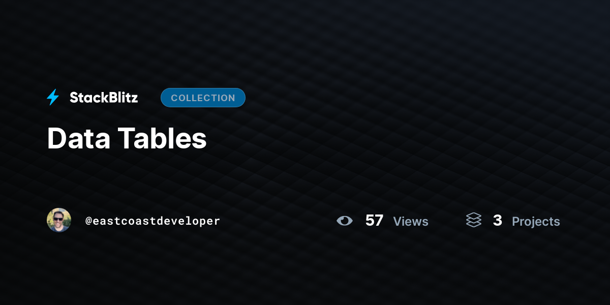 Data Tables by eastcoastdeveloper - StackBlitz