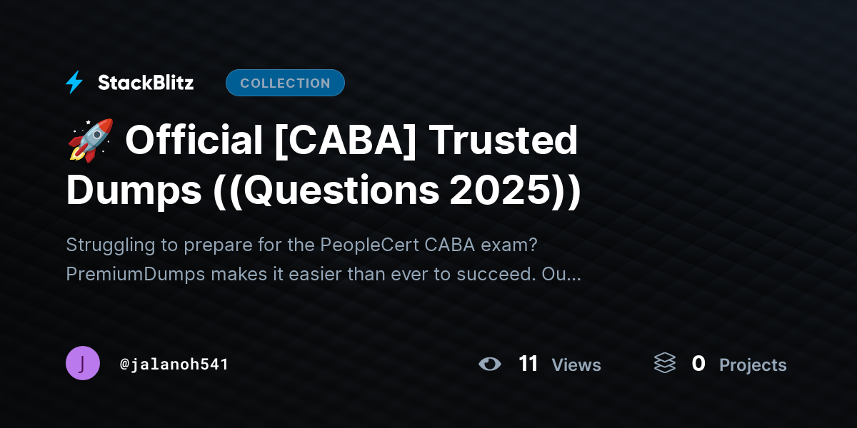 🚀 Official [CABA] Trusted Dumps ((Questions 2025)) by jalanoh541