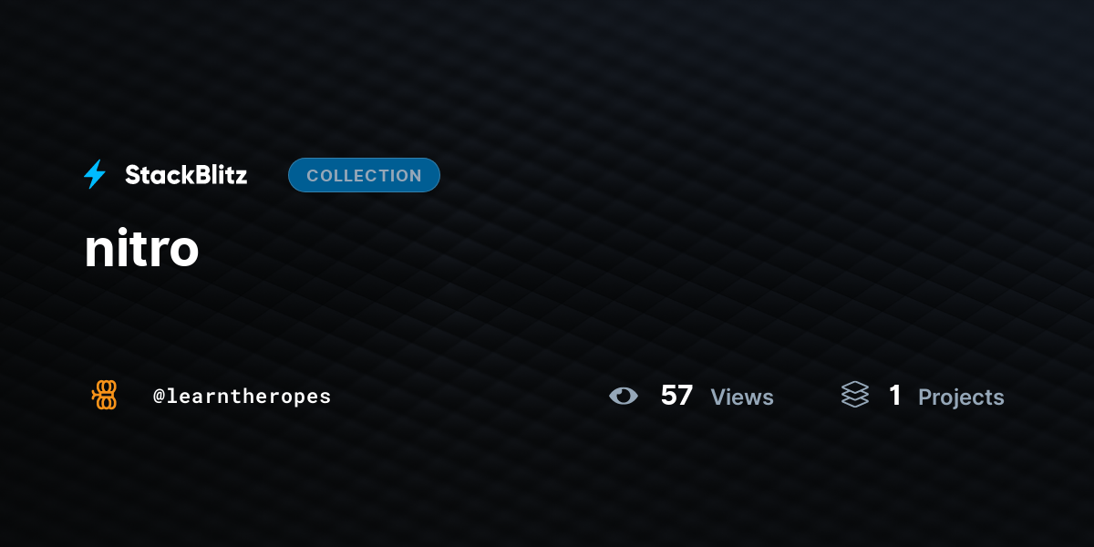 nitro by learntheropes - StackBlitz