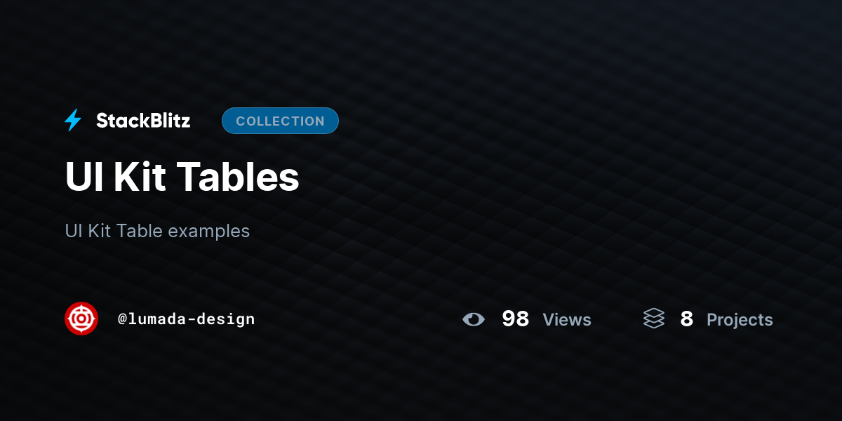 UI Kit Tables in github/lumada-design - StackBlitz