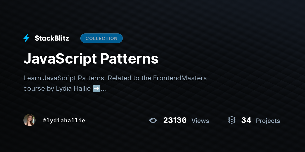 JavaScript Patterns by lydiahallie - StackBlitz