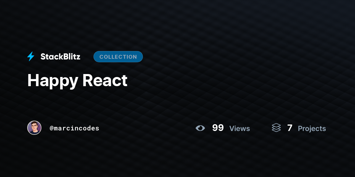 Happy React by marcincodes - StackBlitz