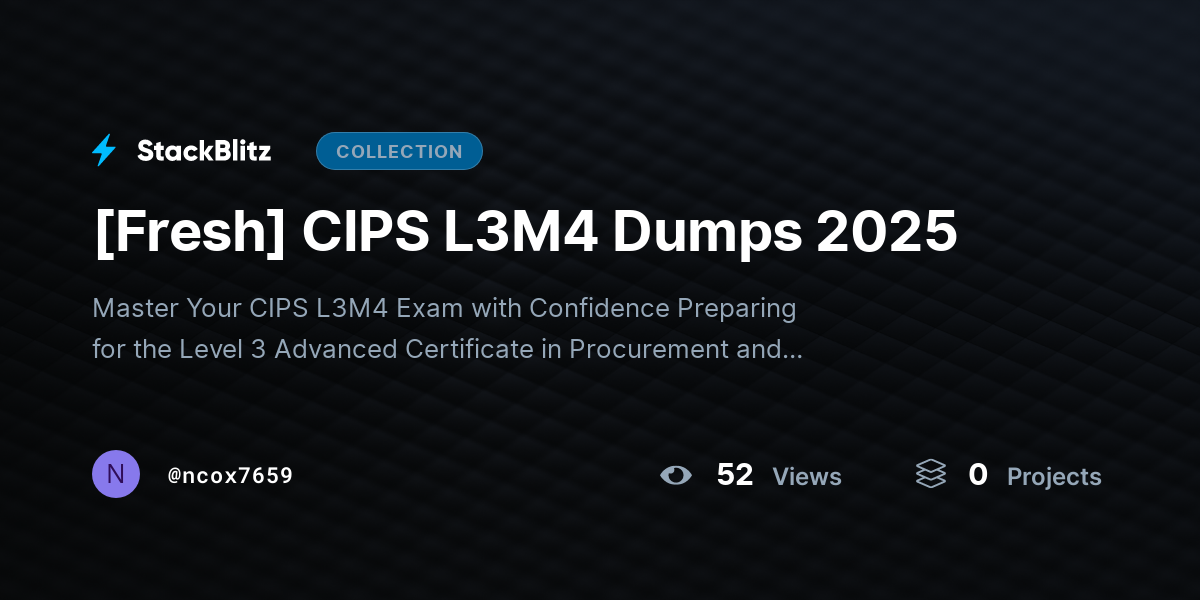 [Fresh] CIPS L3M4 Dumps 2025 by ncox7659