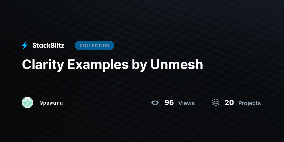 Clarity Examples by Unmesh by pawaru - StackBlitz