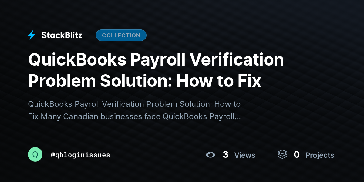 QuickBooks Payroll Verification Problem Solution: How to Fix by ...