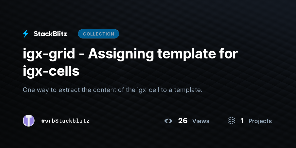 igx-grid - Assigning template for igx-cells by srbStackblitz - StackBlitz igx-grid - Assigning template for igx-cells by srbStackblitz - StackBlitz
