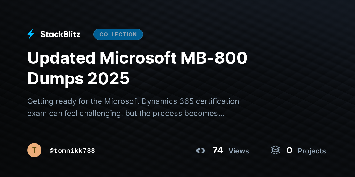 Updated Microsoft MB-800 Dumps 2025 by tomnikk788