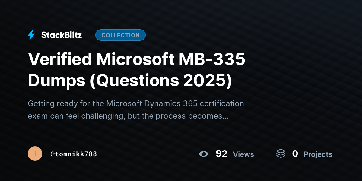 Verified Microsoft MB-335 Dumps (Questions 2025) by tomnikk788