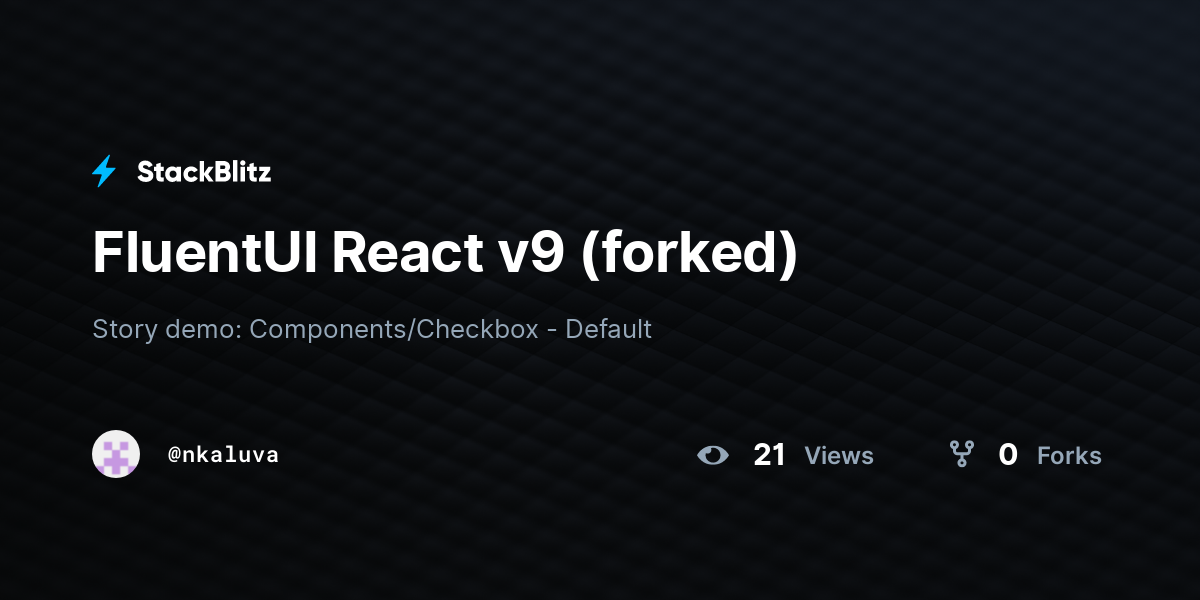 FluentUI React v9 (forked) - StackBlitz