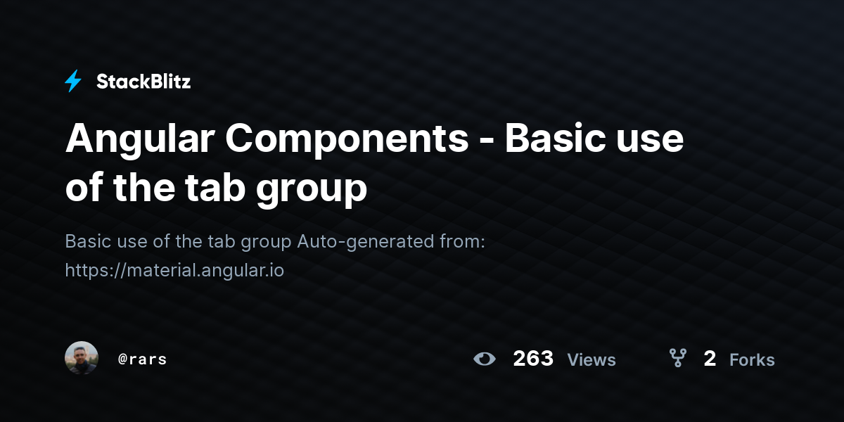Angular Components - Basic use of the tab group - StackBlitz