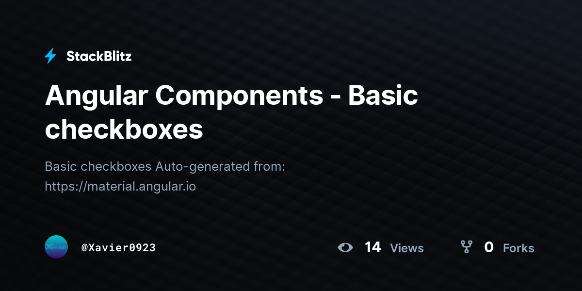 Angular Components - Basic checkboxes - StackBlitz