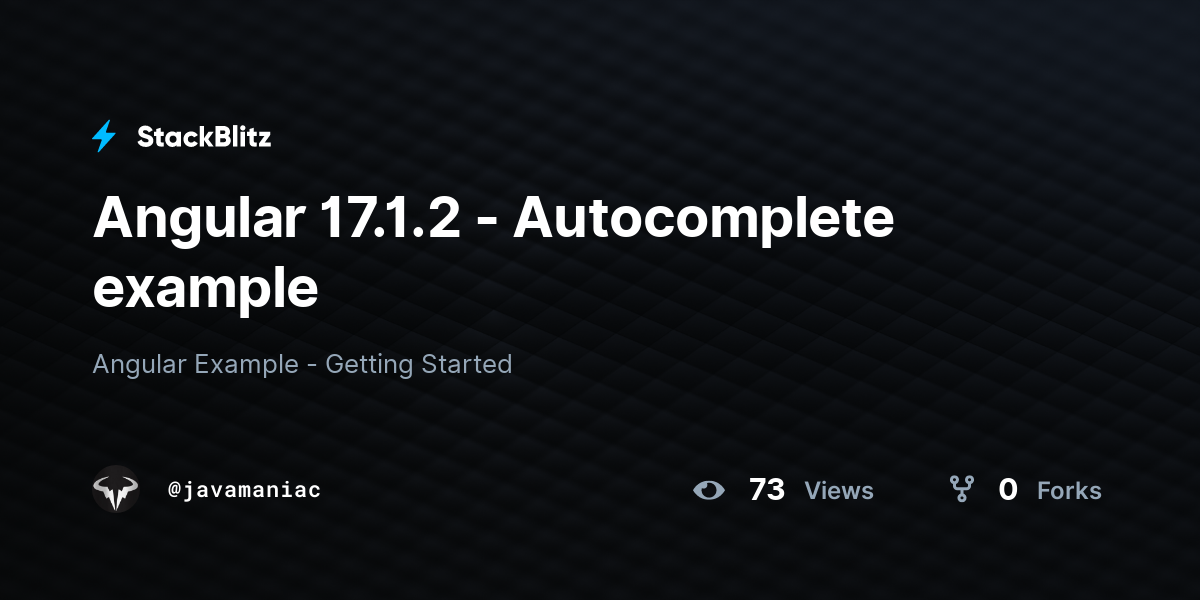 Angular 17.1.2 - Autocomplete example - StackBlitz