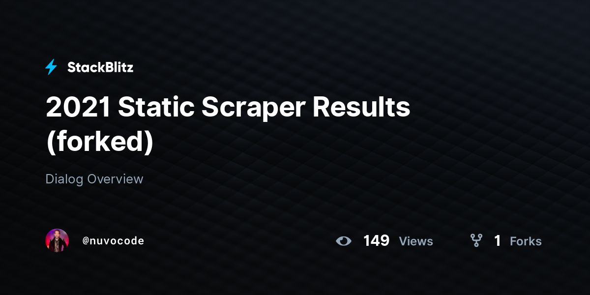 2021 Static Scraper Results (forked) - StackBlitz