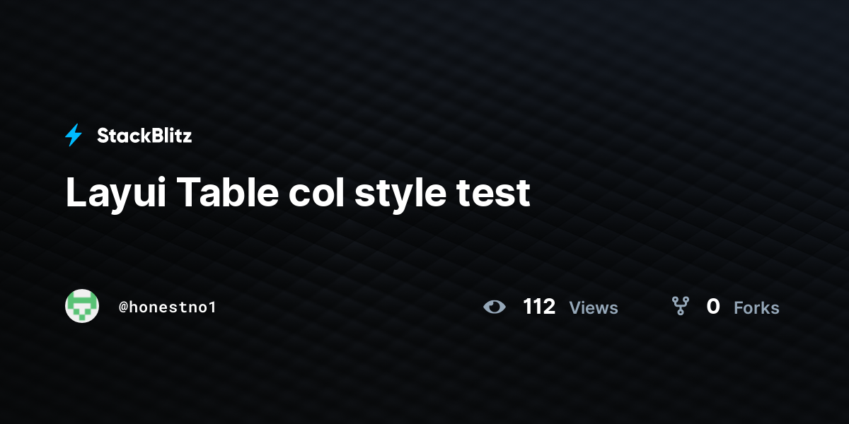 Layui Table col style test - StackBlitz