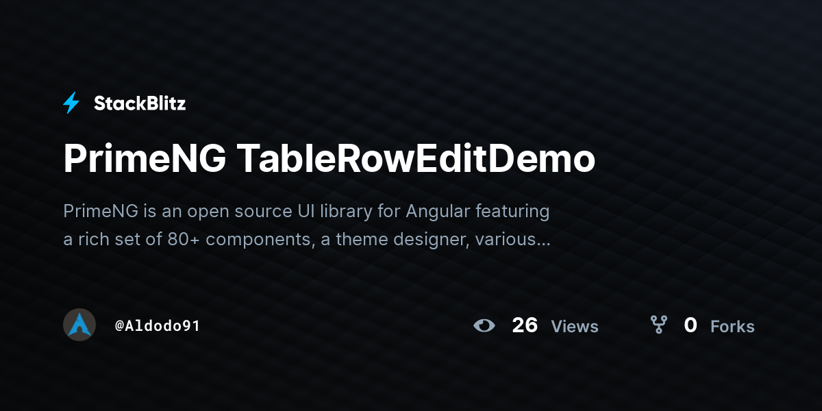 PrimeNG TableRowEditDemo - StackBlitz