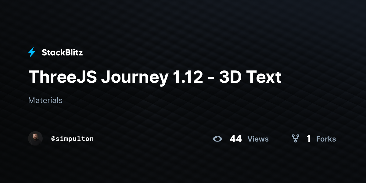 ThreeJS Journey 1.12 - 3D Text - StackBlitz
