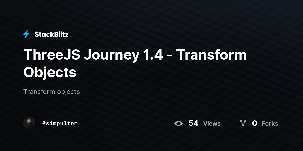 ThreeJS Journey 1.4 - Transform Objects - StackBlitz