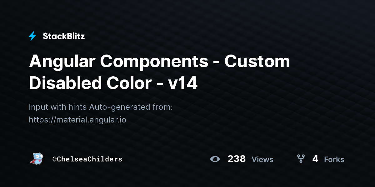 Angular Components - Custom Disabled Color - v14 - StackBlitz