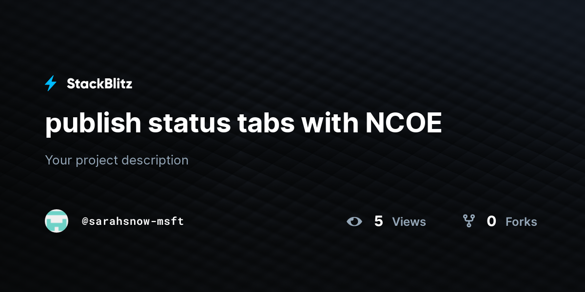 publish status tabs with NCOE - StackBlitz