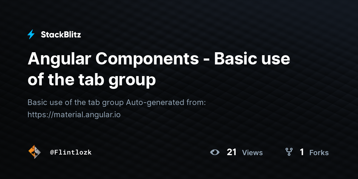 Angular Components - Basic use of the tab group - StackBlitz
