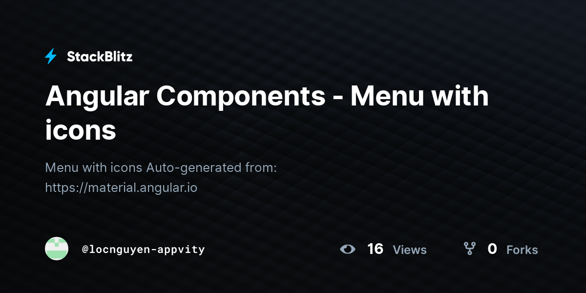 Angular Components - Menu with icons - StackBlitz