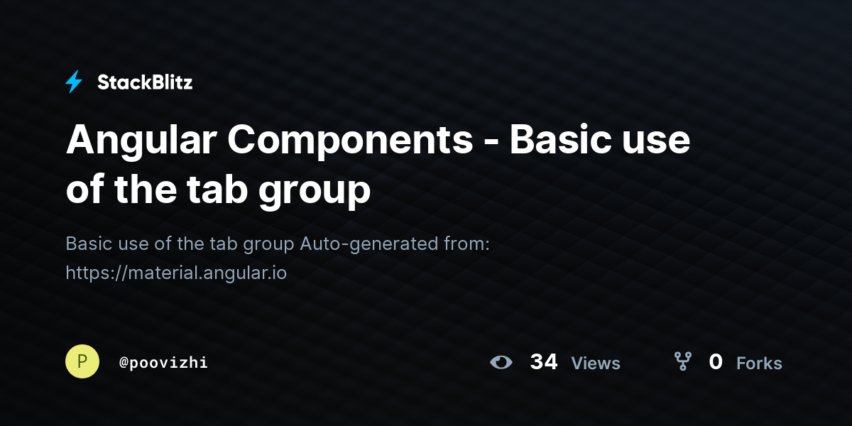 Angular Components - Basic use of the tab group - StackBlitz