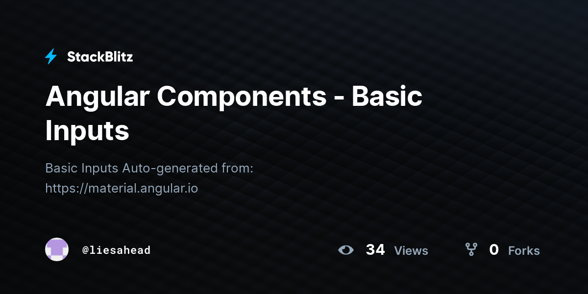 Angular Components - Basic Inputs - StackBlitz