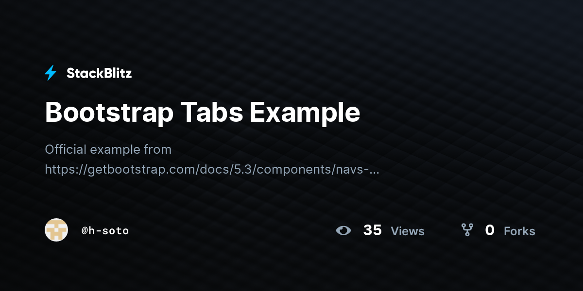 Bootstrap Tabs Example - StackBlitz