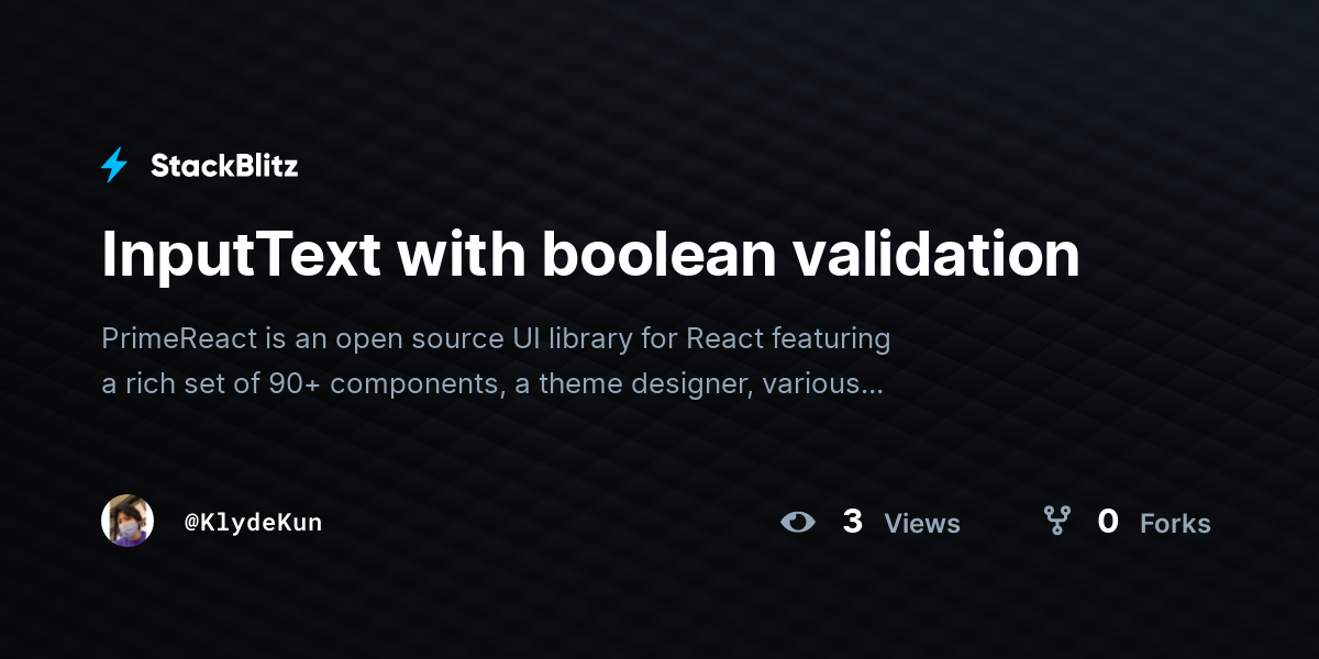 InputText with boolean validation - StackBlitz