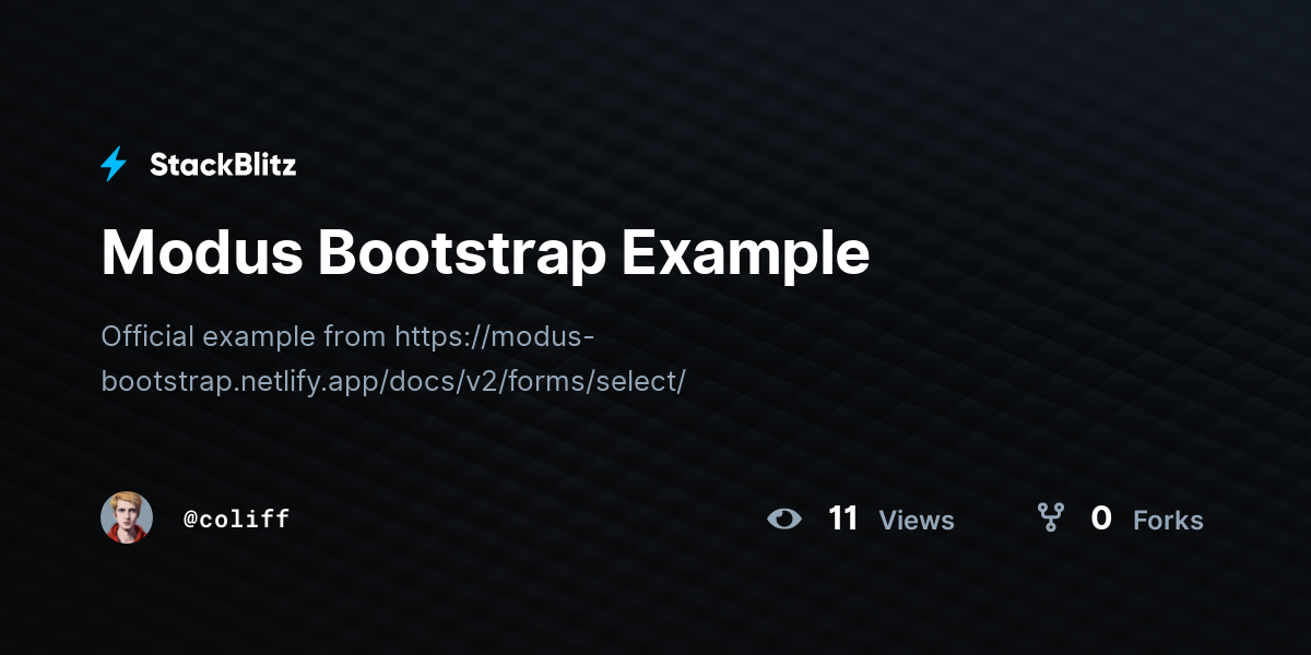 Modus Bootstrap Example - StackBlitz