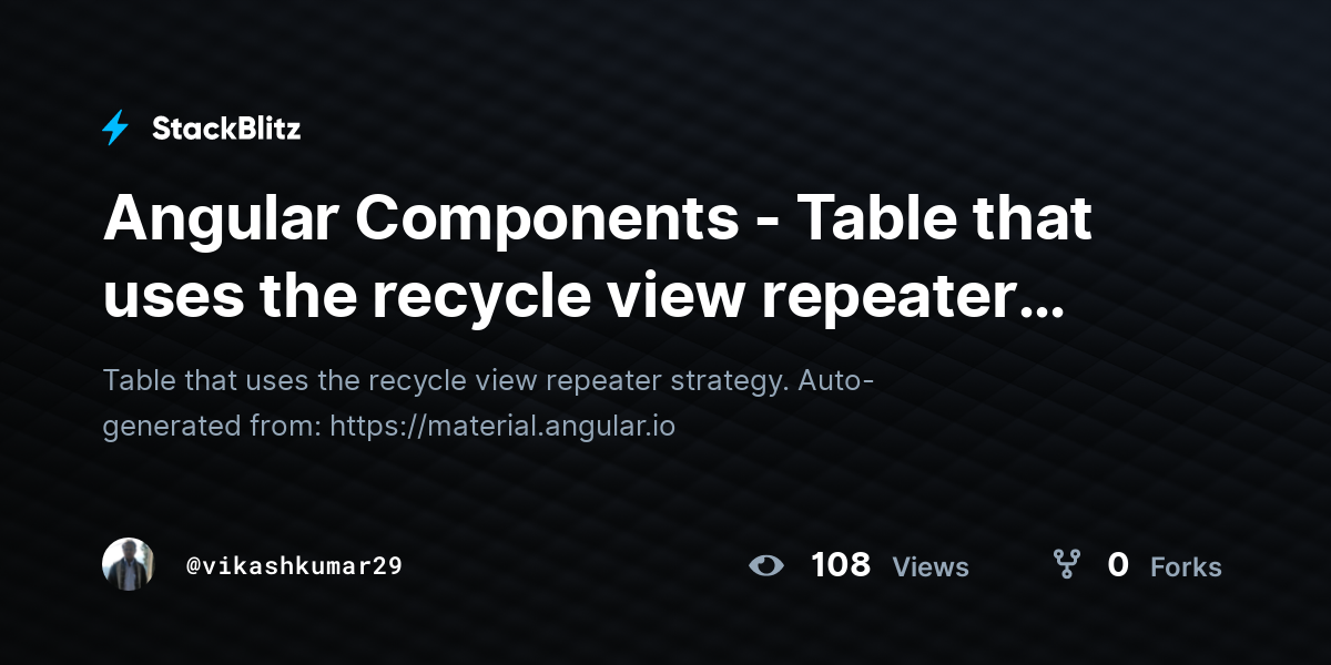 Angular Components - Table that uses the recycle view repeater strategy. - StackBlitz