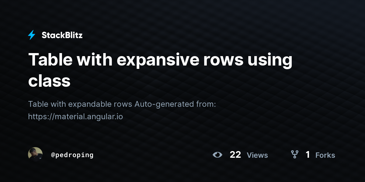 Table with expansive rows using class - StackBlitz