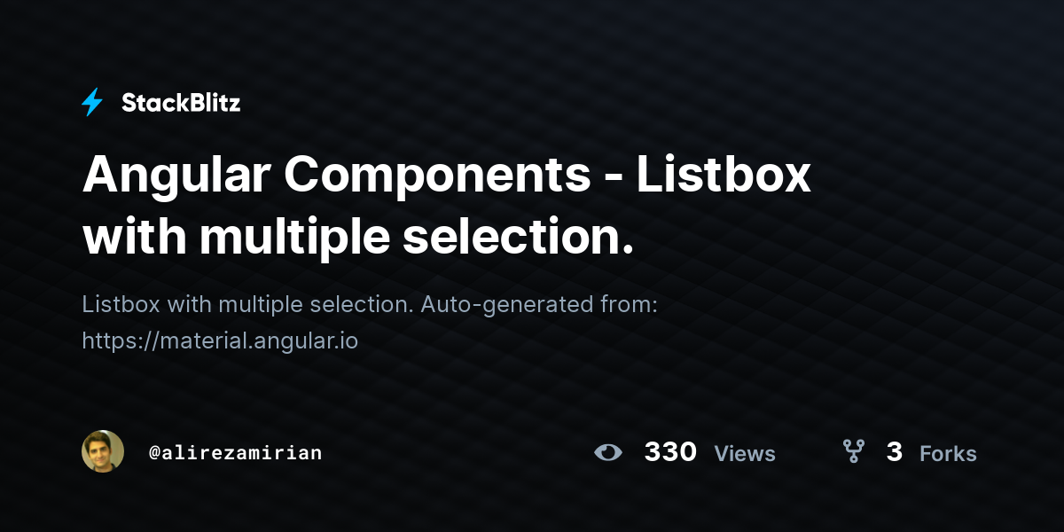 Angular Components - Listbox with multiple selection. - StackBlitz
