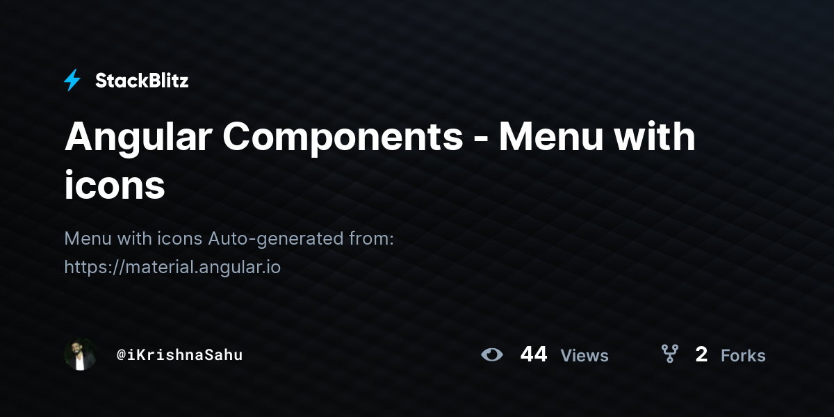 Angular Components - Menu with icons - StackBlitz