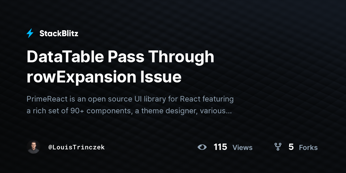 DataTable Pass Through rowExpansion Issue - StackBlitz