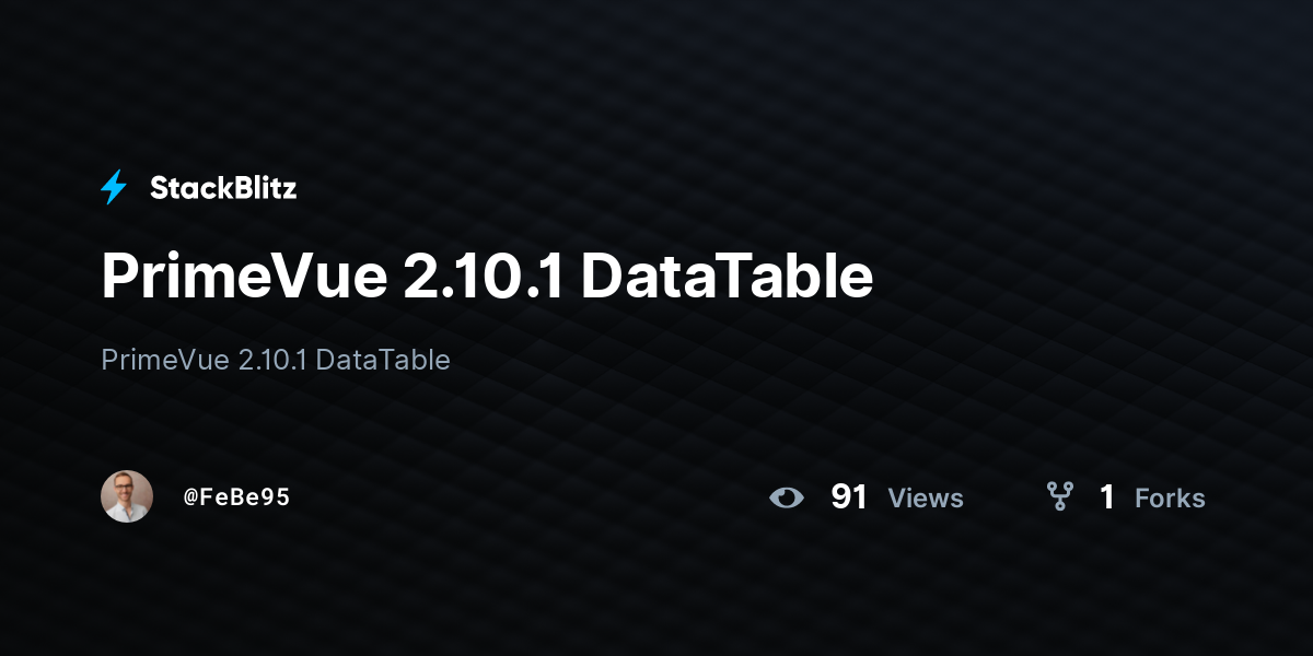 PrimeVue 2.10.1 DataTable - StackBlitz PrimeVue 2.10.1 DataTable - StackBlitz