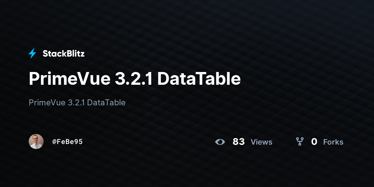 Primevue 3 2 1 Datatable Stackblitz