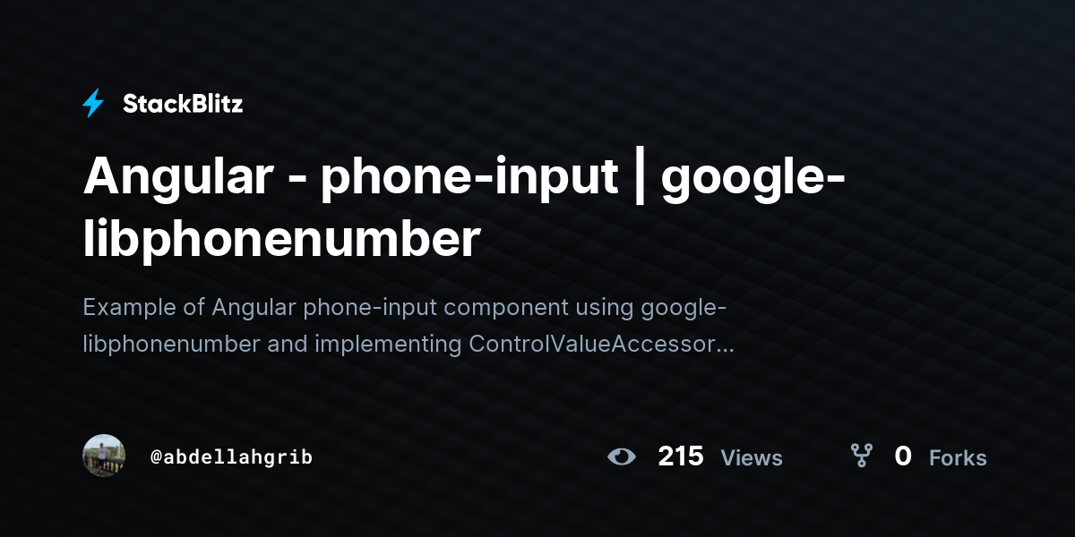 Angular - phone-input | google-libphonenumber - StackBlitz