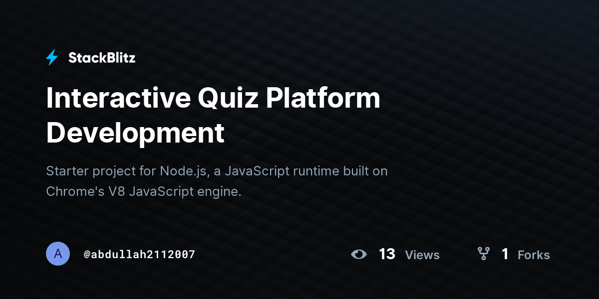 Interactive Quiz Platform Development - StackBlitz
