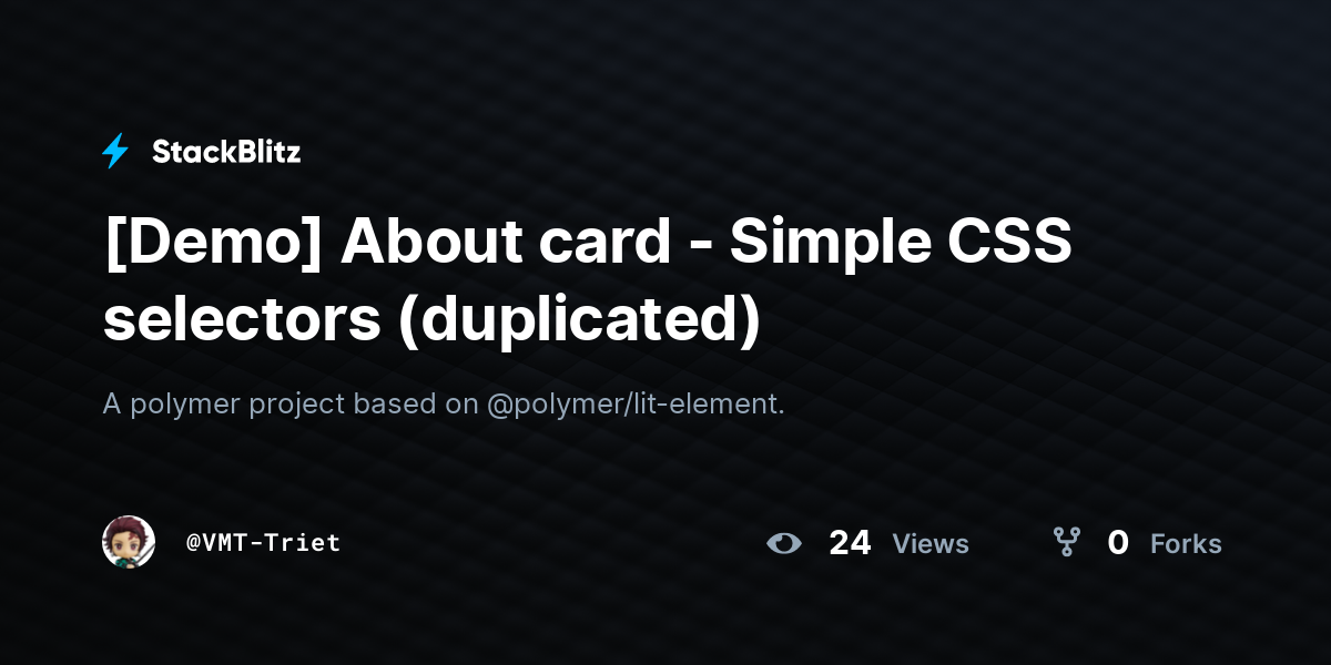 [Demo] About card - Simple CSS selectors (duplicated) - StackBlitz